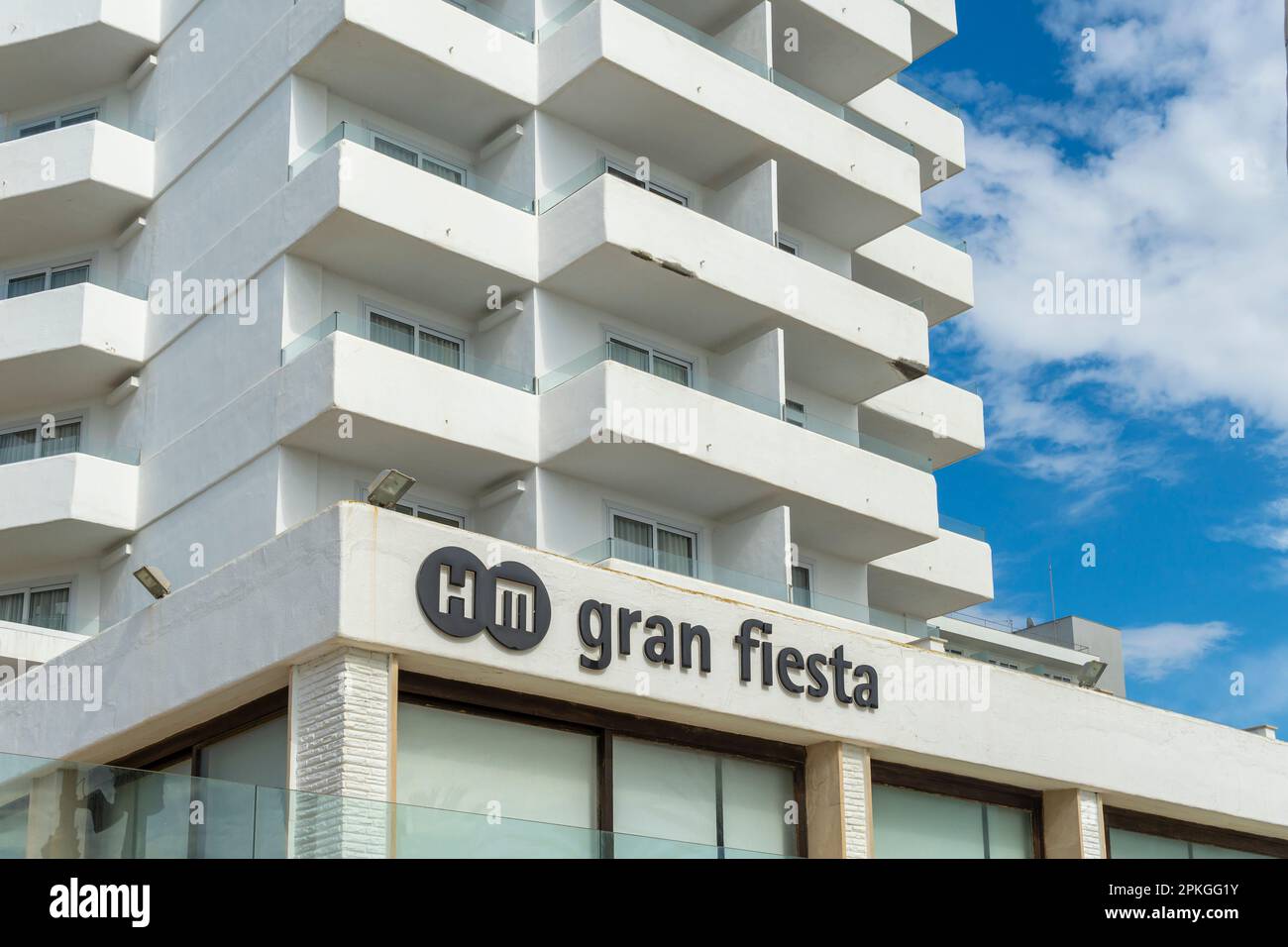 Playa de Palma, Spain; march 19 2023: Main facade of the HM Gran Fiesta ...
