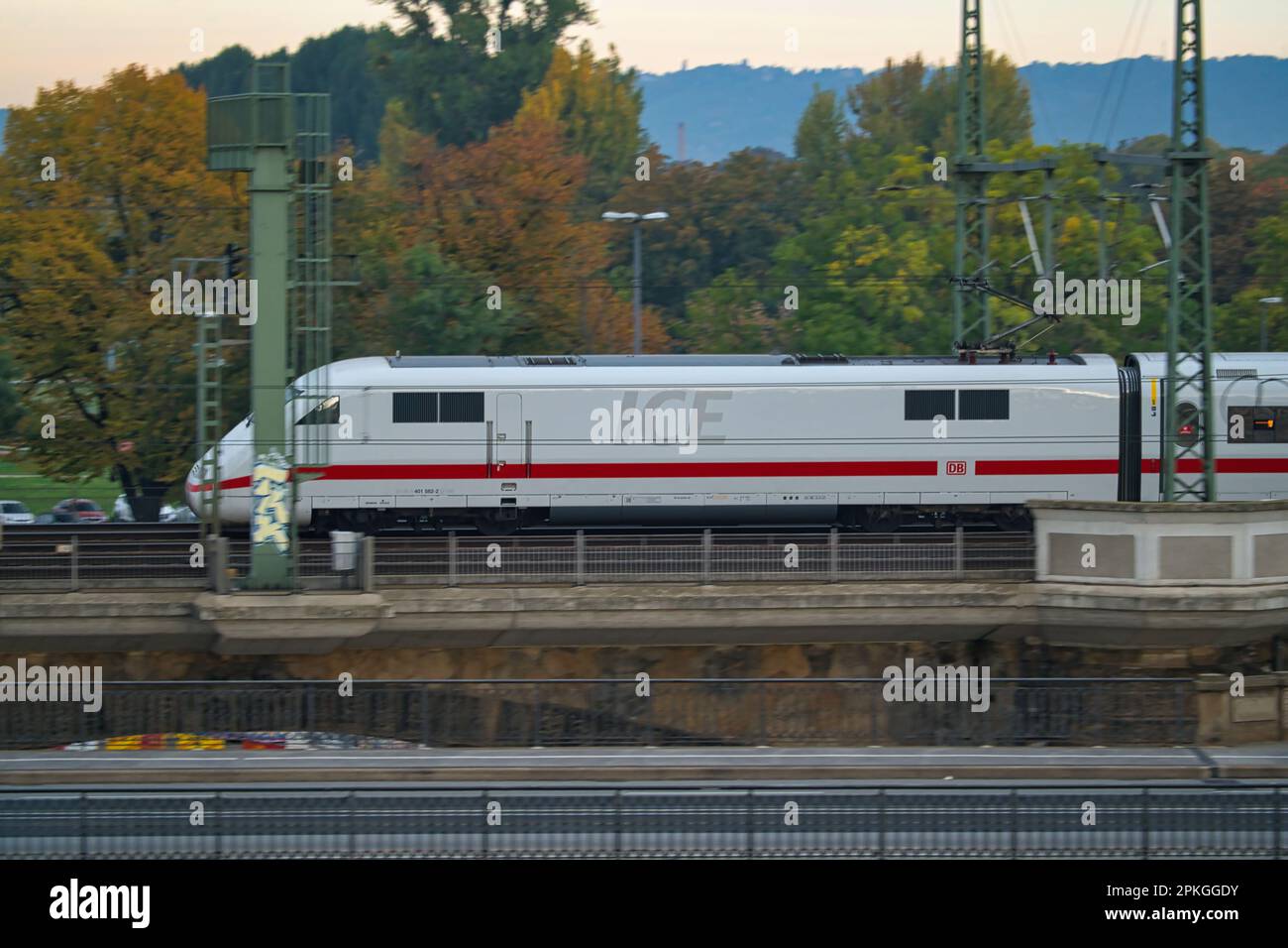 regional train of the german railroad on the way in dresden Stock Photo ...