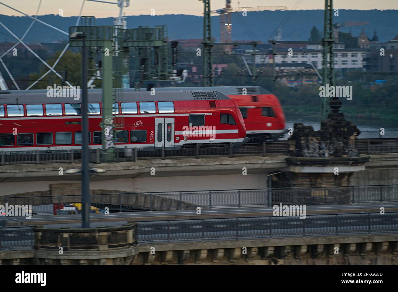 regional train of the german railroad on the way in dresden Stock Photo ...