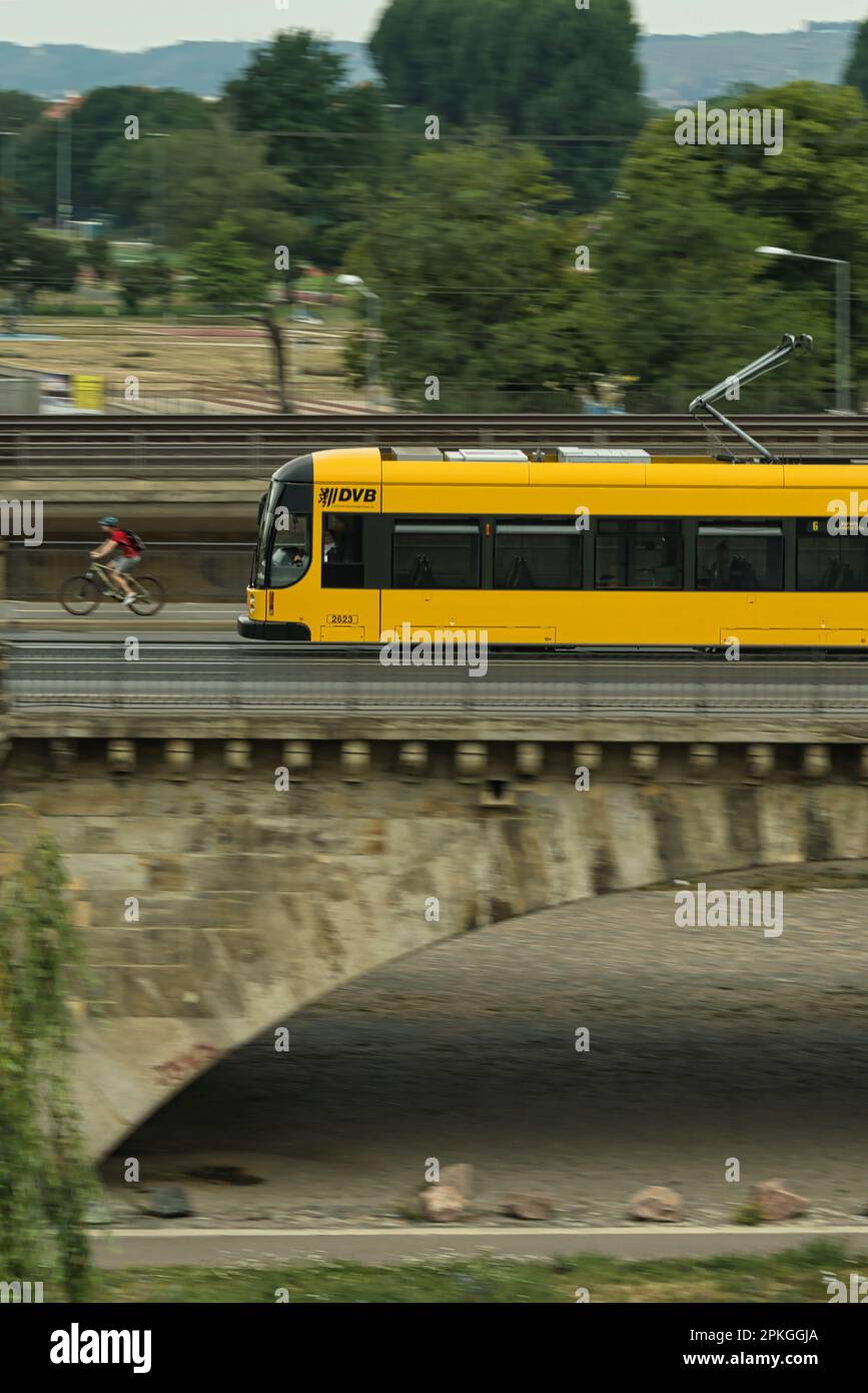 regional train of the german railroad on the way in dresden Stock Photo ...