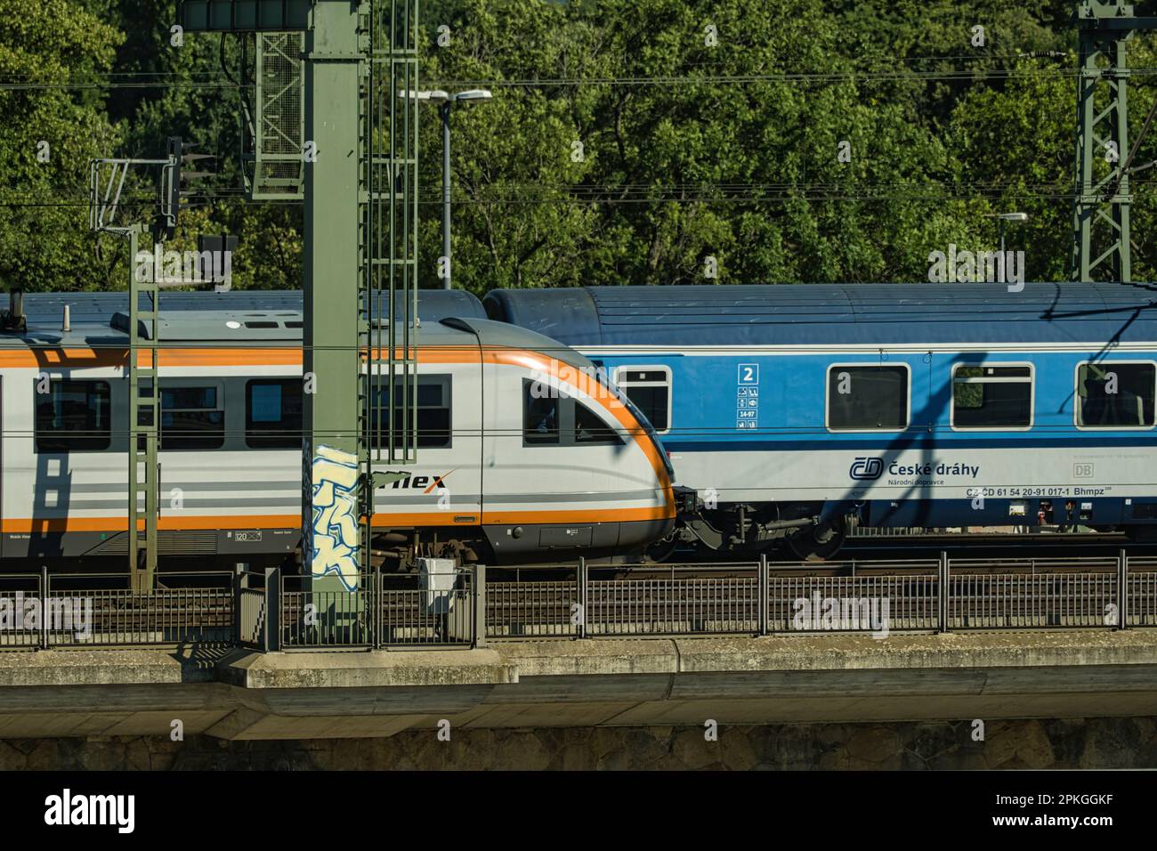 regional train of the german railroad on the way in dresden Stock Photo ...
