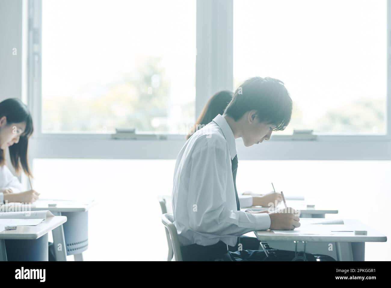 High school students taking a mock exam in the classroom Stock Photo ...