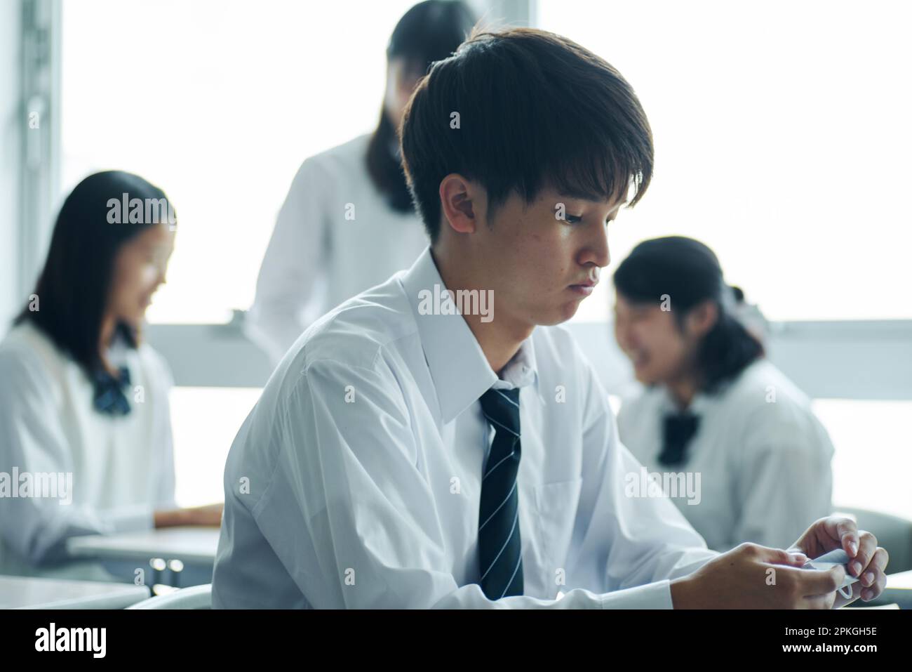 High school boys memorizing in the classroom during recess Stock Photo ...
