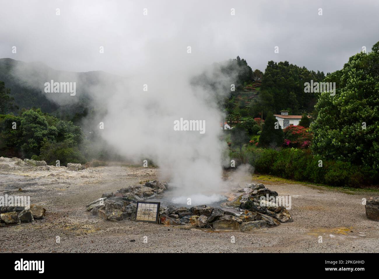 Hot thermal springs in Furnas village, Sao Miguel island, Azores ...