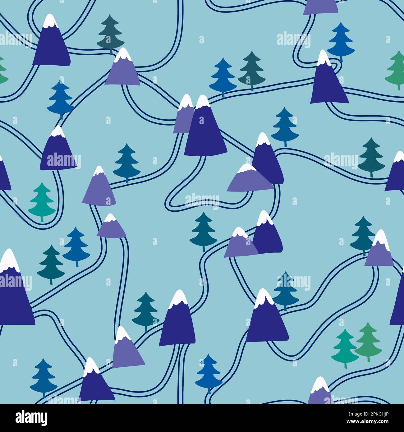 Cartoon forest seamless trees and animals pattern for wrapping paper ...