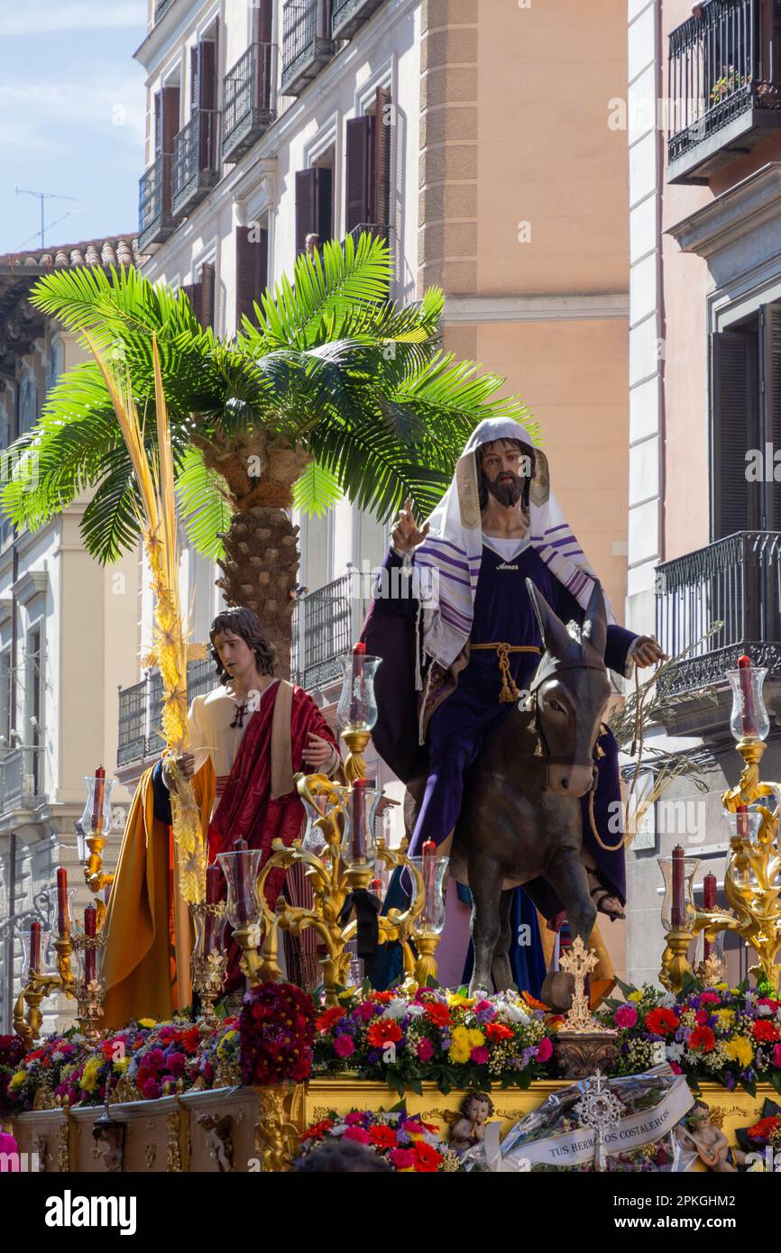 Madrid, Spain; April 2, 2023: Procession of Holy Week on Palm Sunday ...