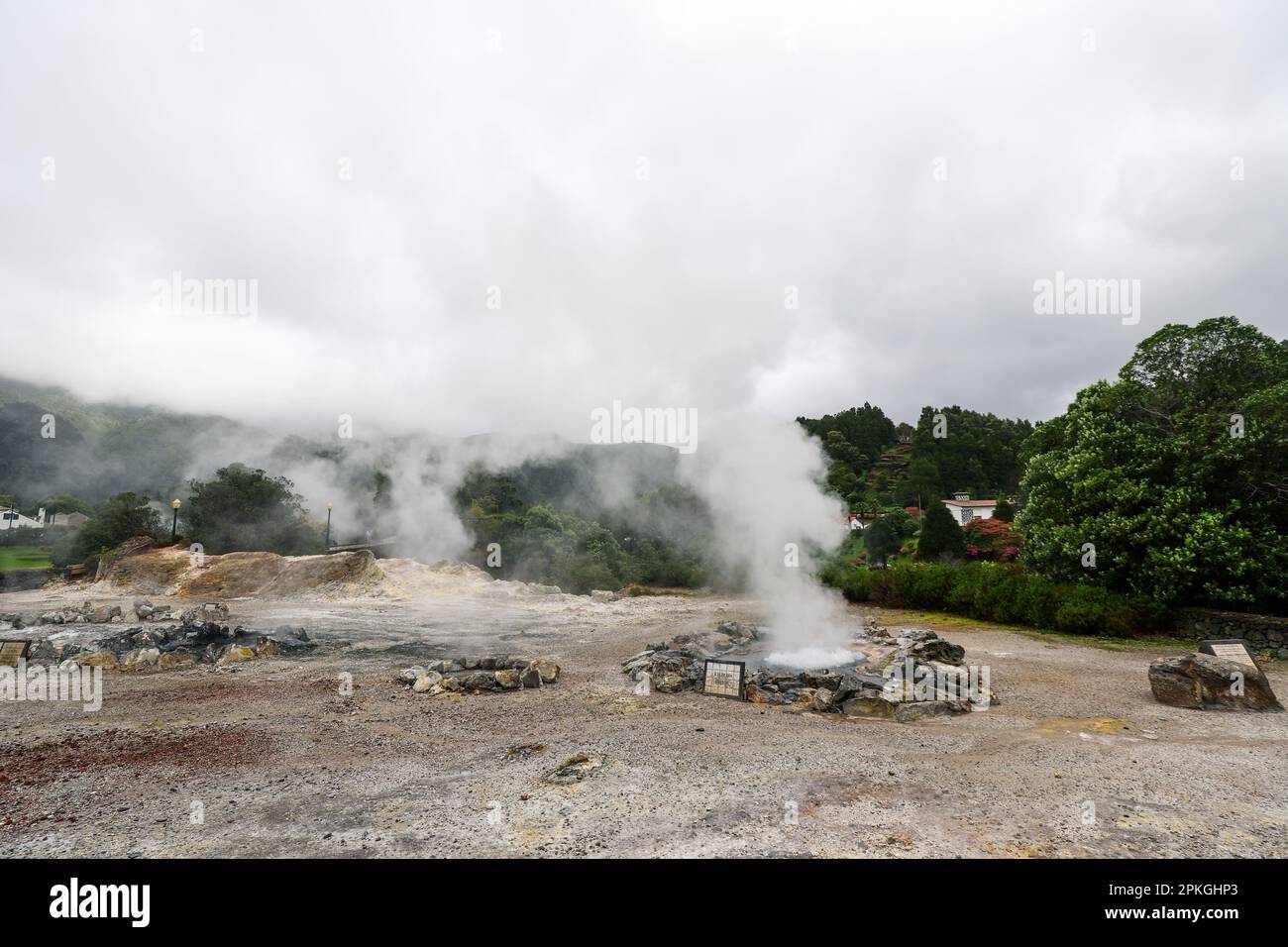 Hot thermal springs in Furnas village, Sao Miguel island, Azores ...