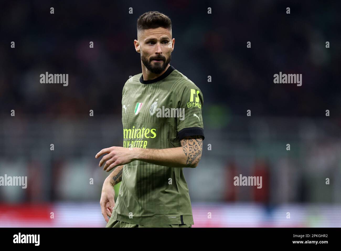 Milano, Italy. 07th Apr, 2023. Olivier Giroud of Ac Milan looks on ...