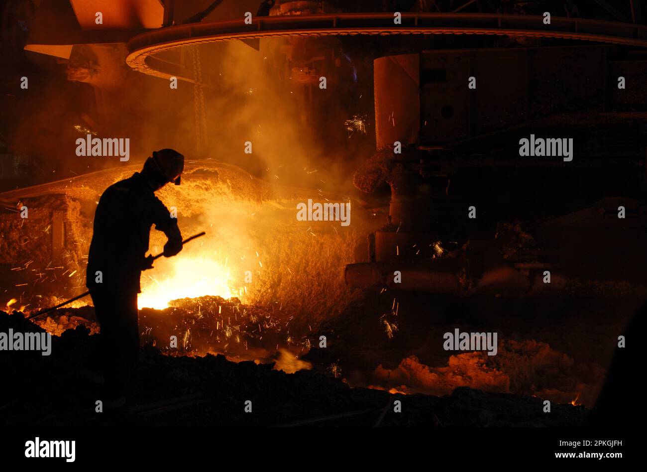 Iron-steel melted in a high temperature furnace. The process, which is ...