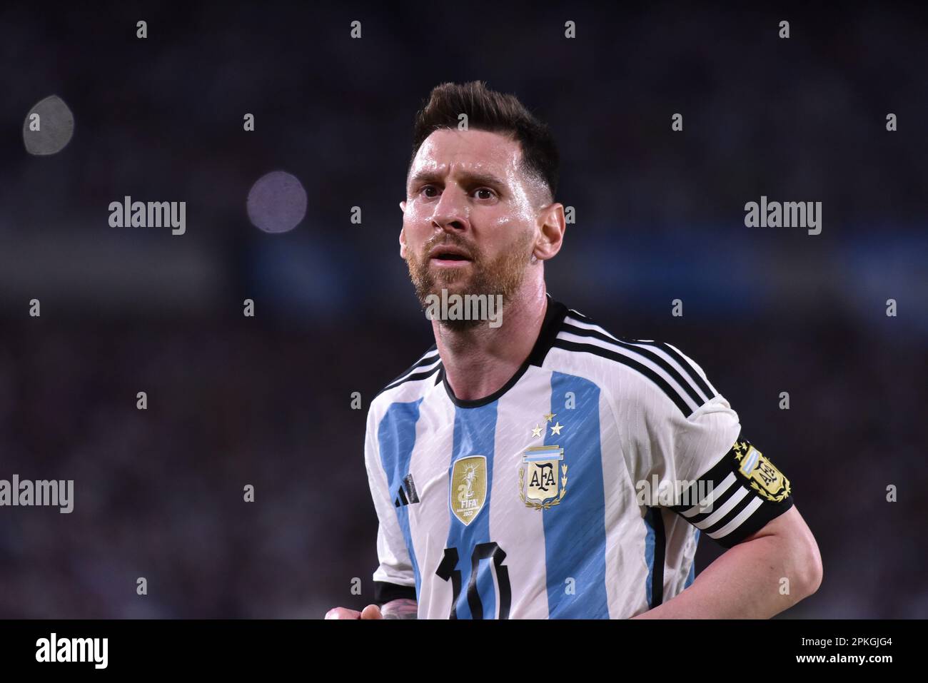 BUENOS AIRES, ARGENTINA - APRIL 23: Lionel Messi during a match between ...