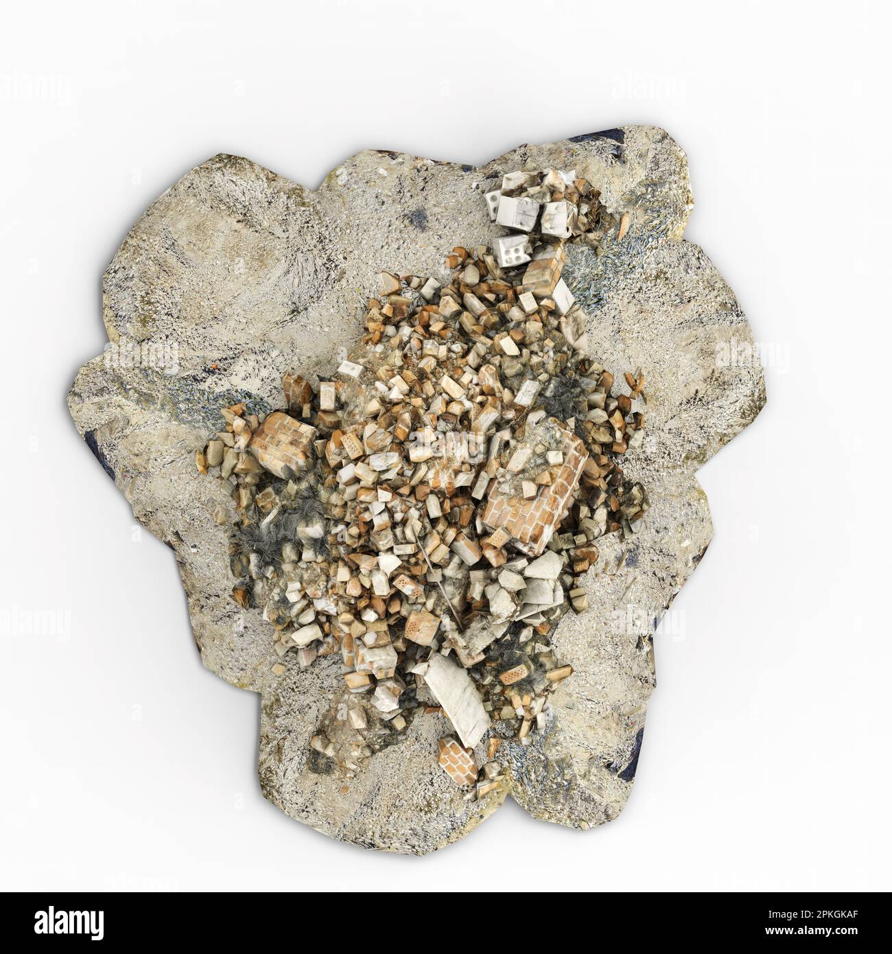 An overhead view of an array of variously sized rocks and gravel, 3D ...