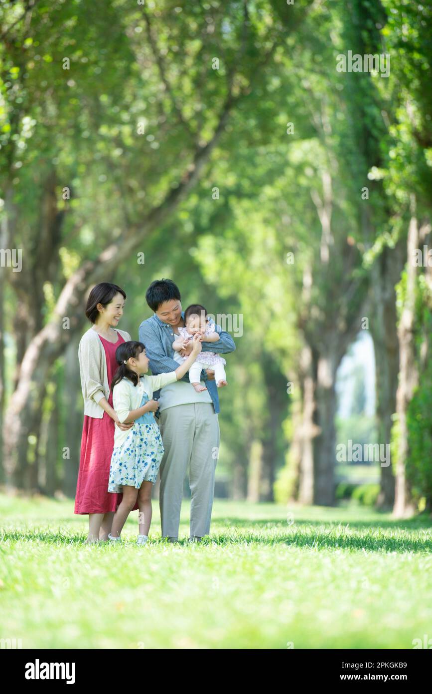 Family chatting among the poplar trees Stock Photo - Alamy