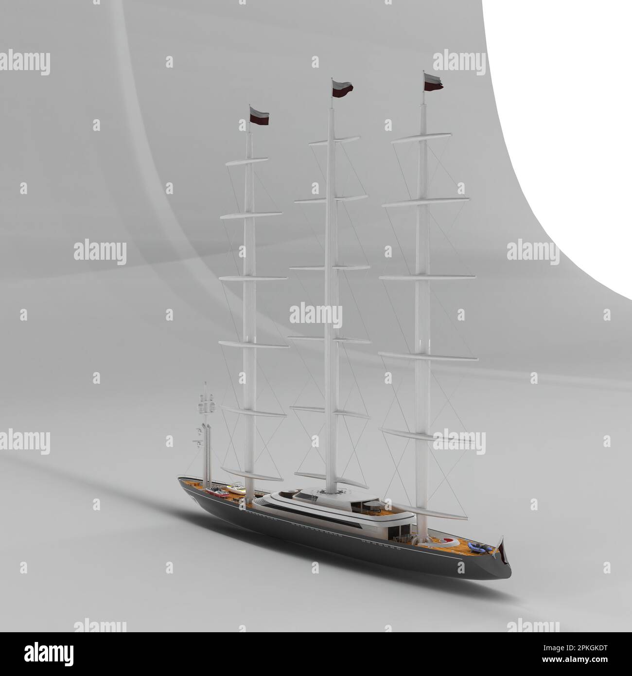A modern boat model against a white backdrop, 3D rendered Stock Photo ...