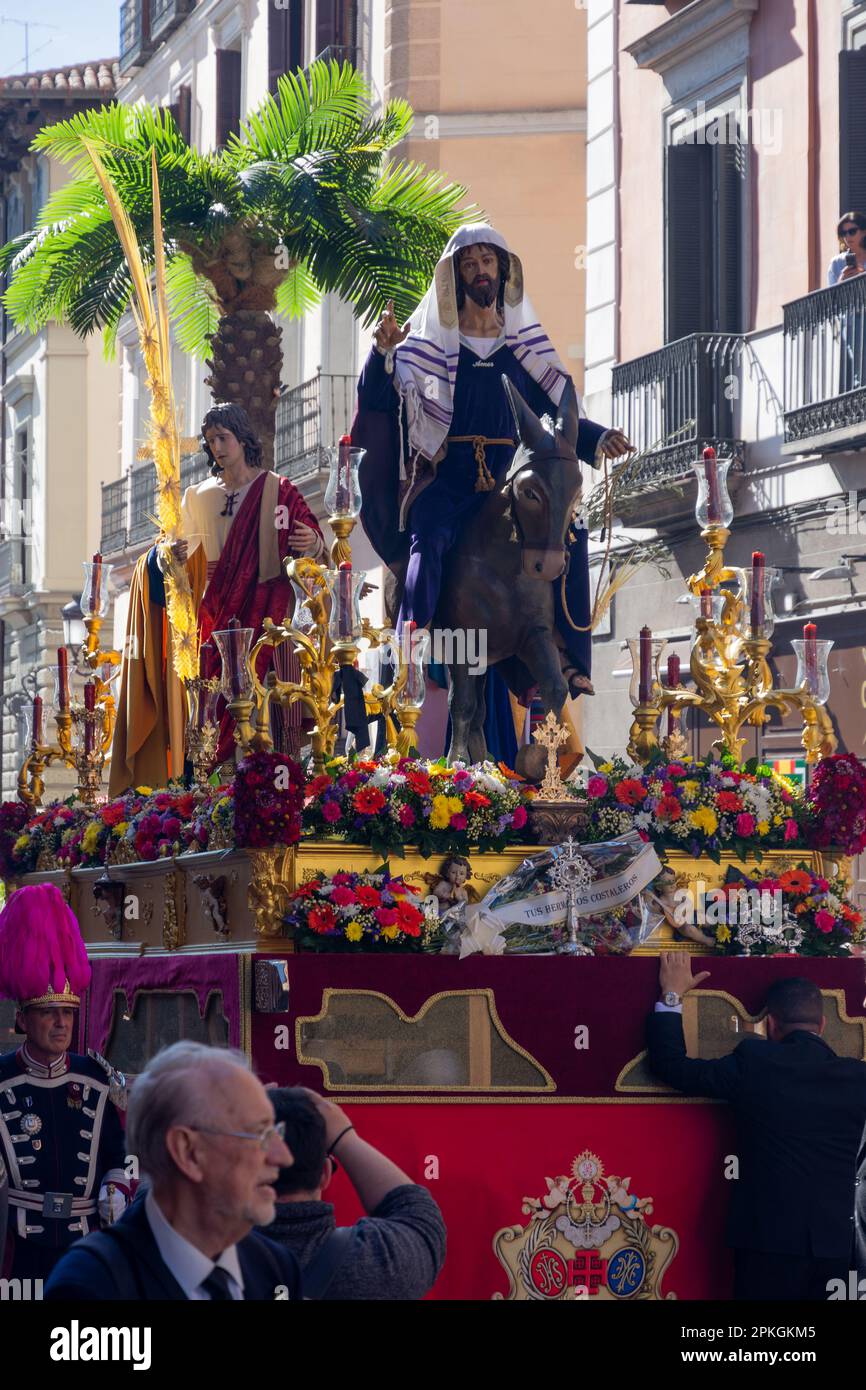 Madrid, Spain; April 2, 2023: Procession of Holy Week on Palm Sunday ...