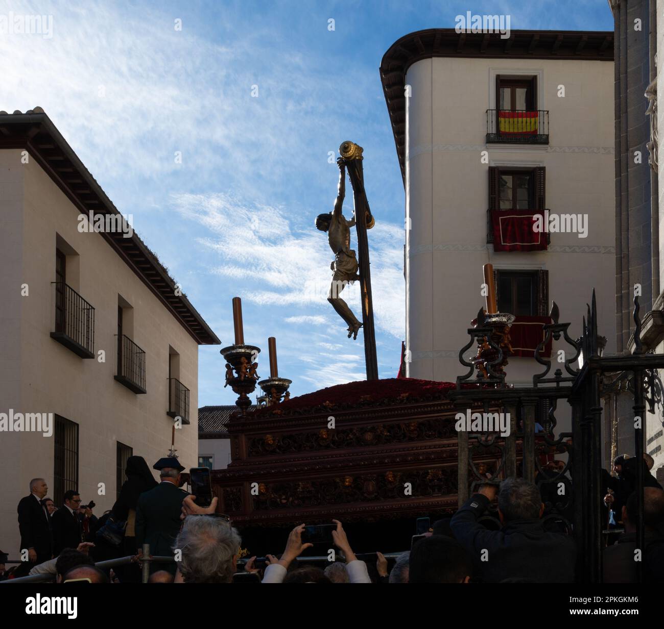 Madrid, Spain; April 2, 2023: Holy Week Procession on Palm Sunday. Side ...
