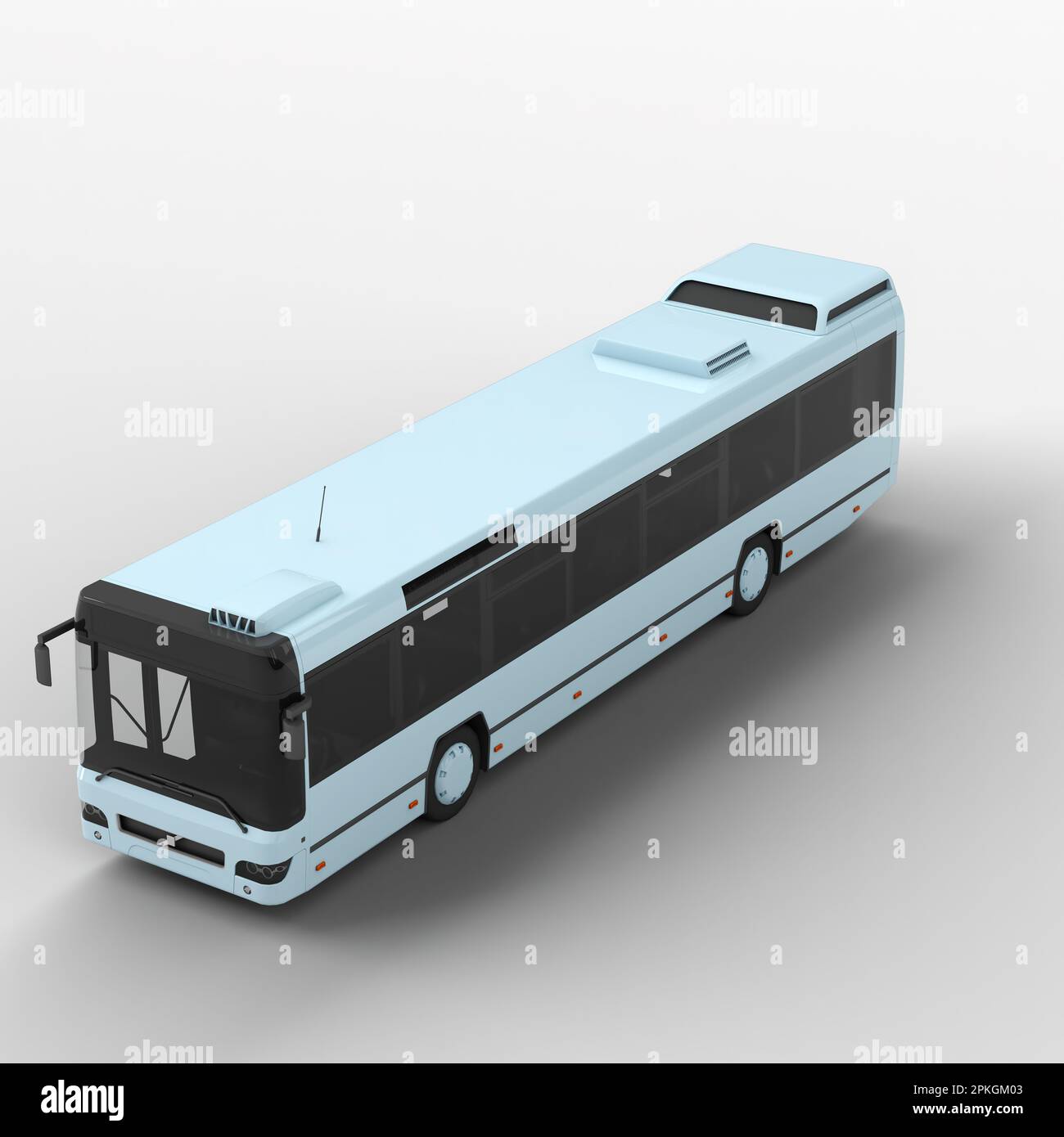 A display of a modern blue bus on a white background, 3D rendered Stock ...