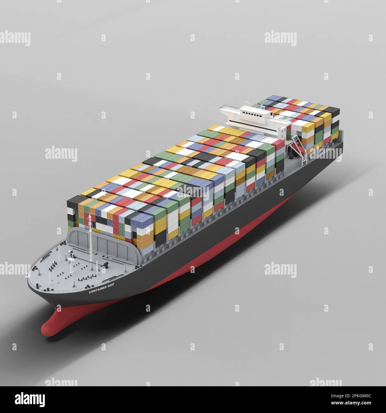 A 3D rendered large container ship with colorful storage unites, 3D ...