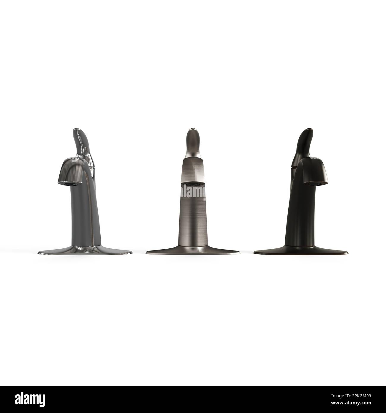 A row of metal statues arranged side-by-side on a white background, 3D ...