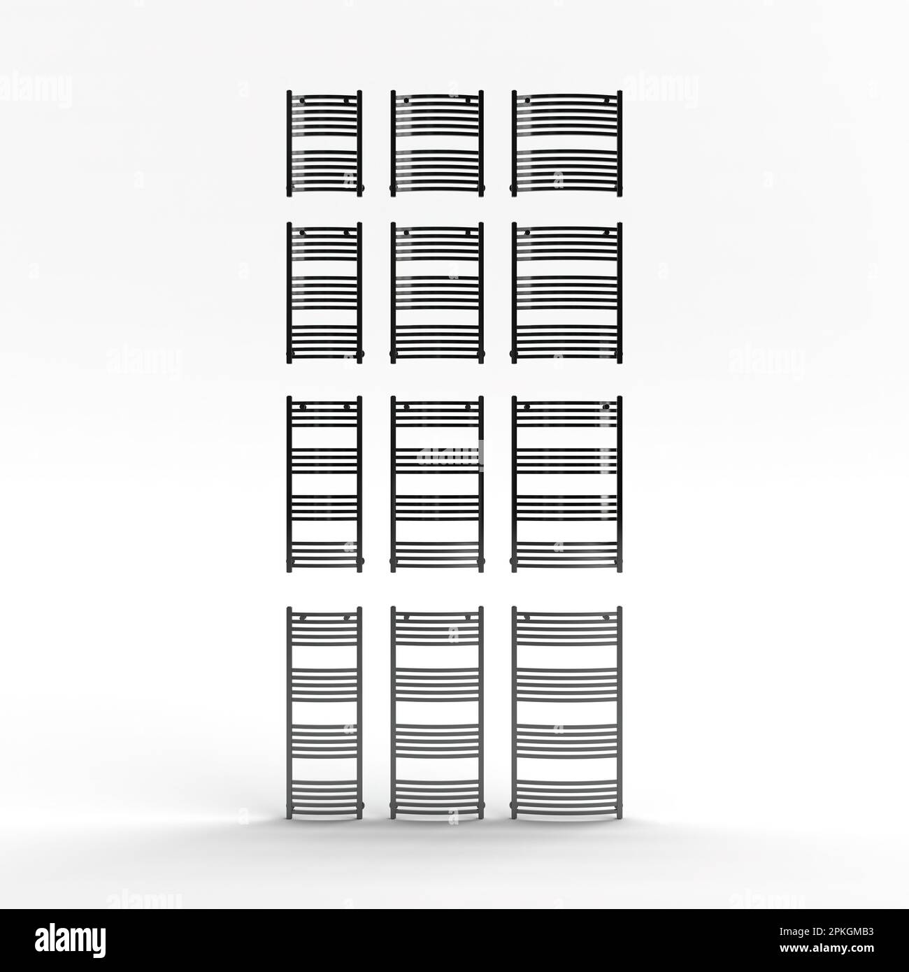 Various sets of clothes dryers against a white background, 3D rendered ...