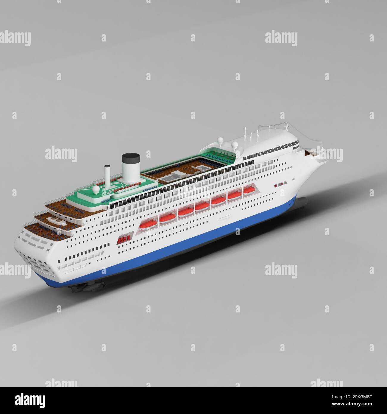 A model of a white and blue cruise ship, with intricate detailing of ...