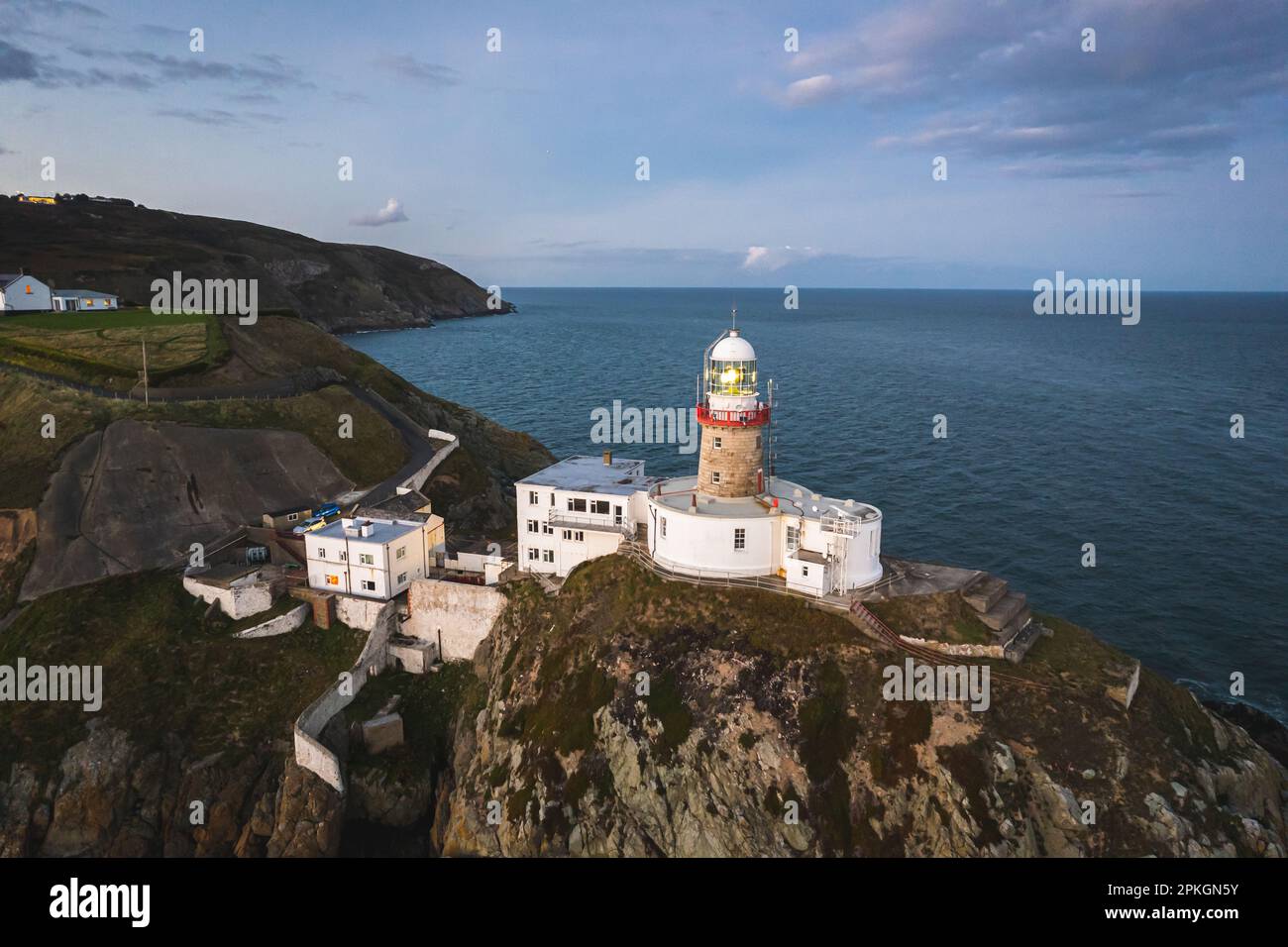 Aerial view sunset The Baily Lighthouse, Howth. Dublin, Ireland Baily ...