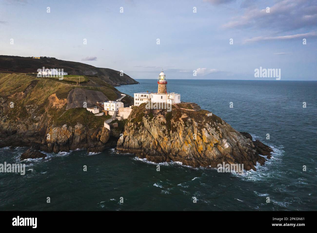 Aerial view sunset The Baily Lighthouse, Howth. Dublin, Ireland Baily ...