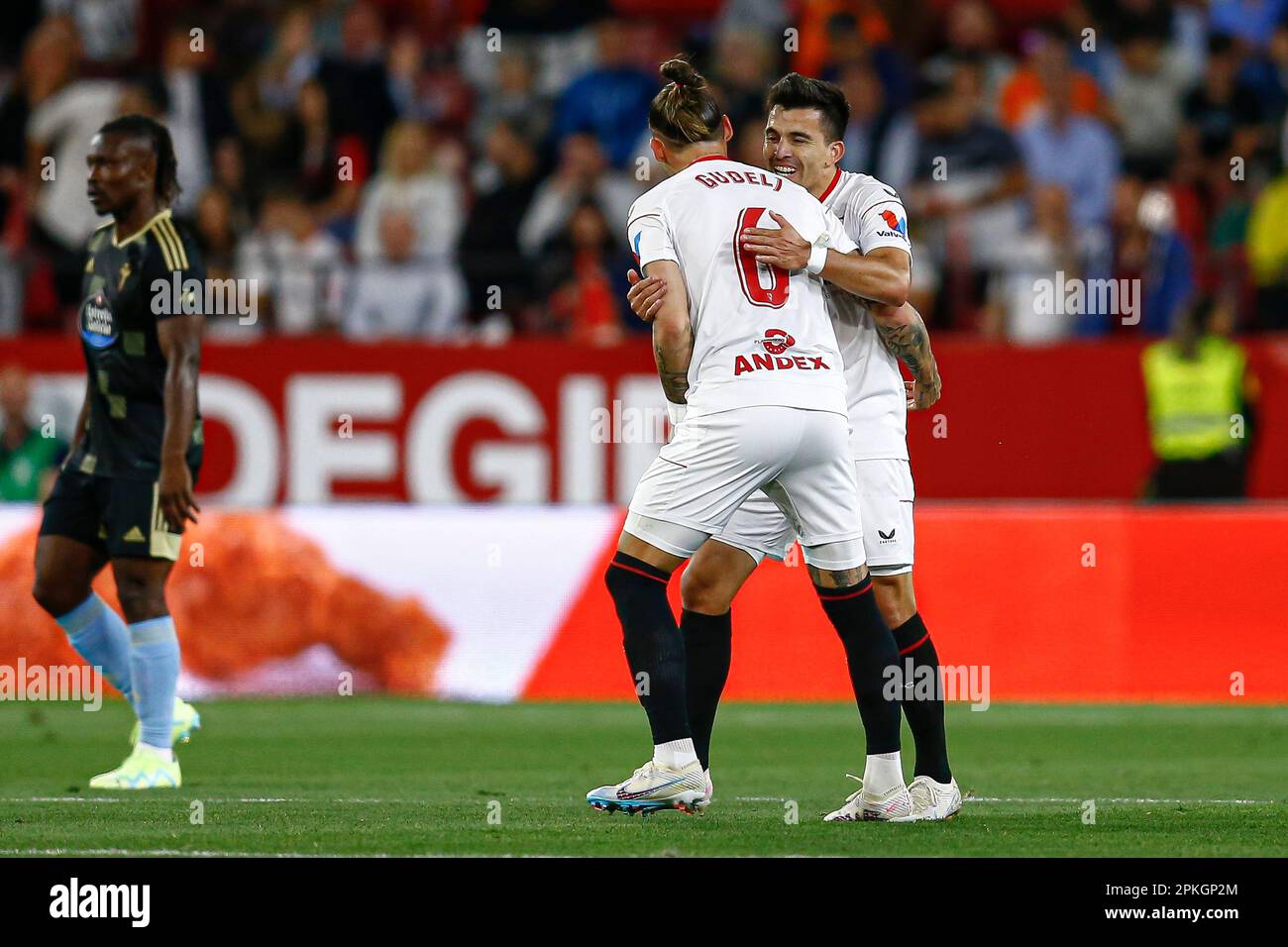 Marcos Acuna of Sevilla FC celebrates goal during the La Liga match ...