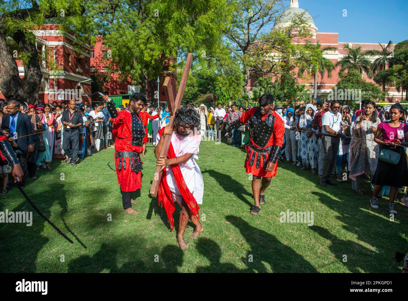 New Delhi, India. 07th Apr, 2023. Jesus Christ being whipped by Roman ...