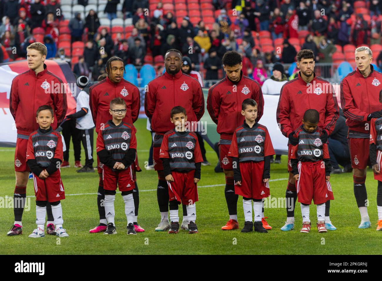 Toronto, ON, Canada - April 1: Toronto FC players stand for the ...