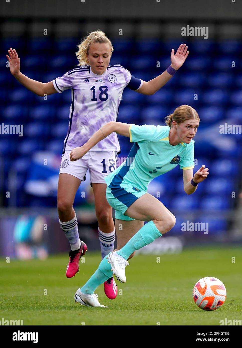 Australia's Cortnee Vine (right) goes past the challenge of Scotland's ...