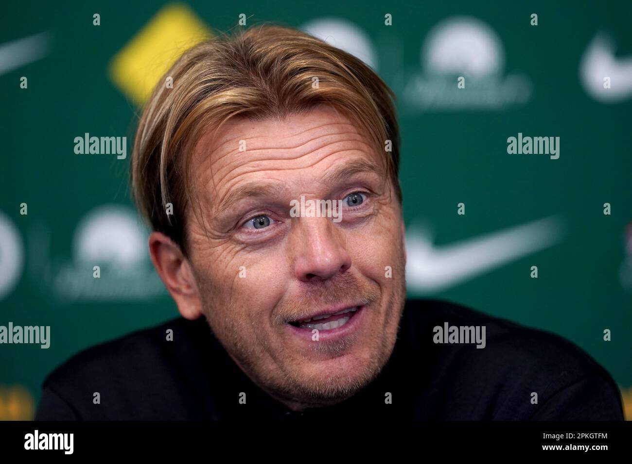 Australia's manager Tony Gustavsson during the press conference ...