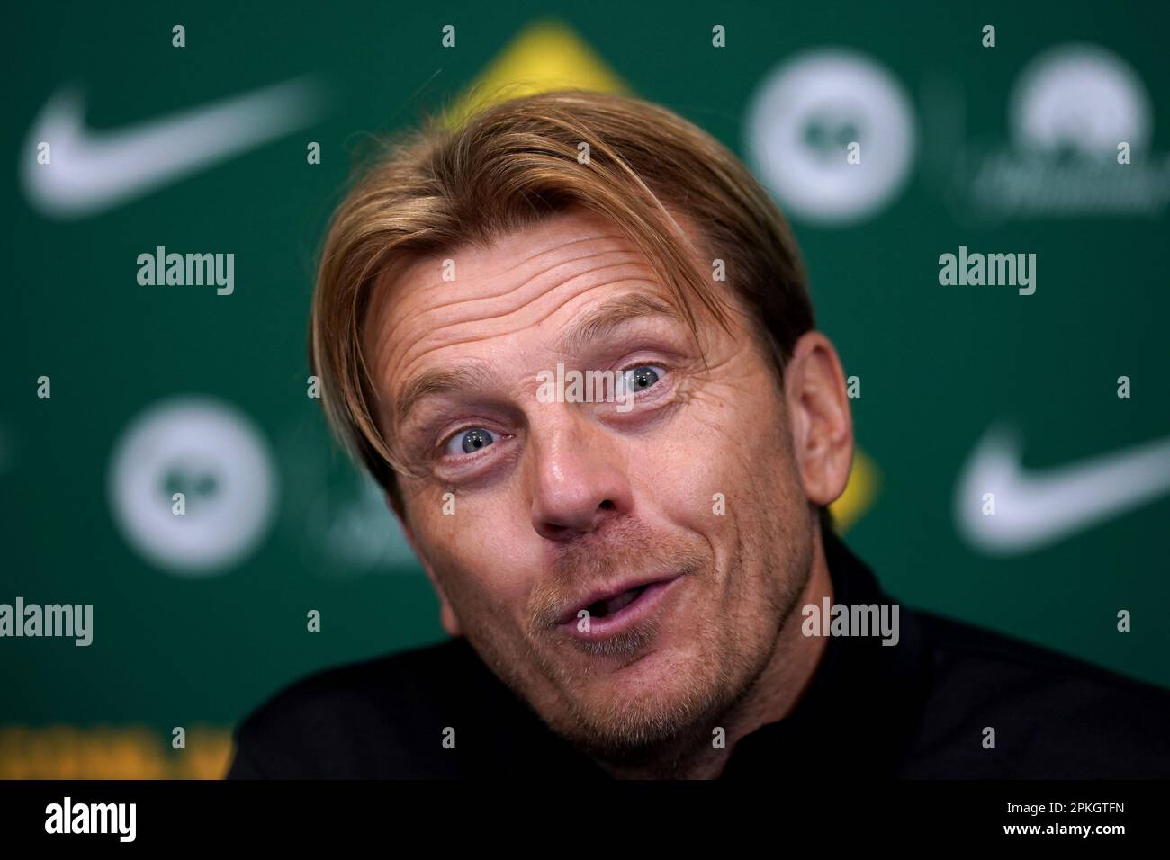 Australia's manager Tony Gustavsson during the press conference ...