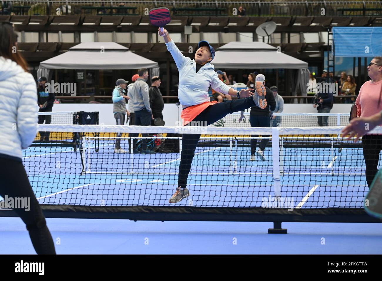 New York, USA. 07th Apr, 2023. Sumi Lee returns a shot as she plays ...