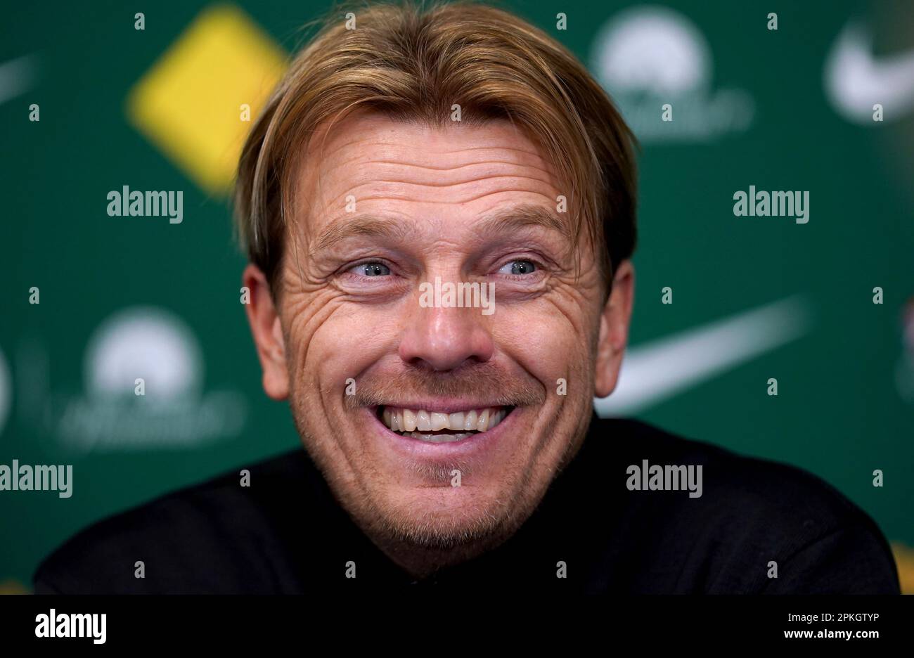 Australia's manager Tony Gustavsson during the press conference ...