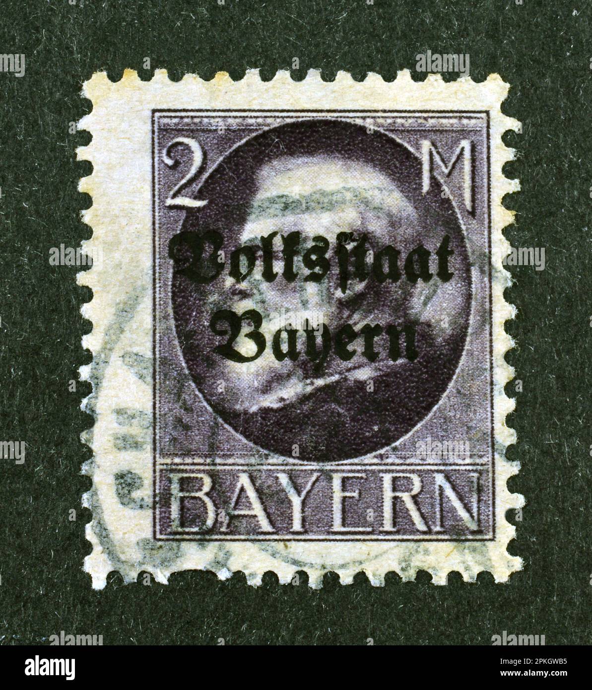 Overprinted Cancelled postage stamp printed by Germany, that shows ...