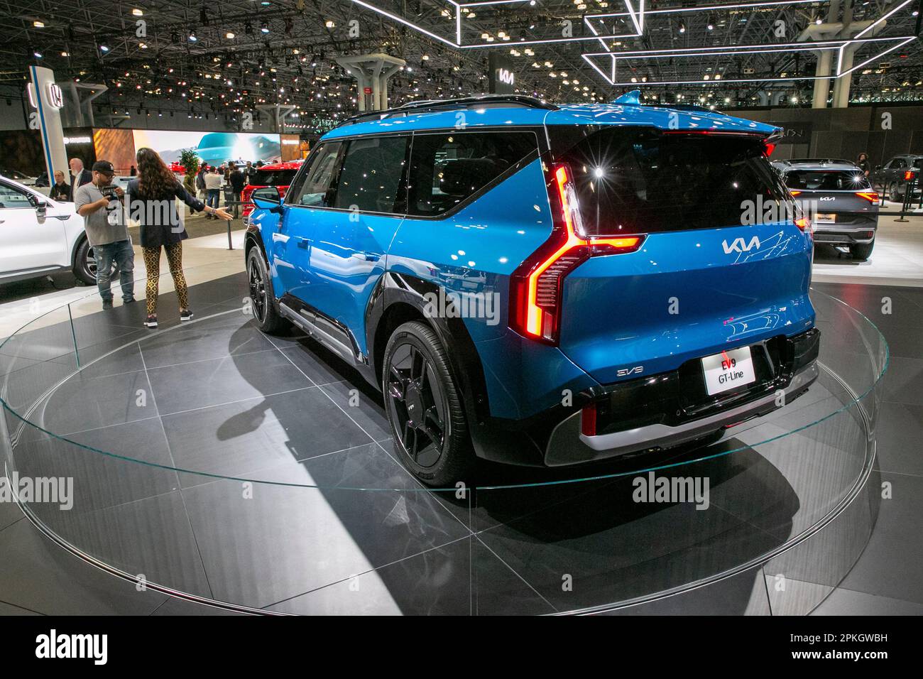 An electric battery-powered Kia EV9 Sport Utility Vehicle that carries ...
