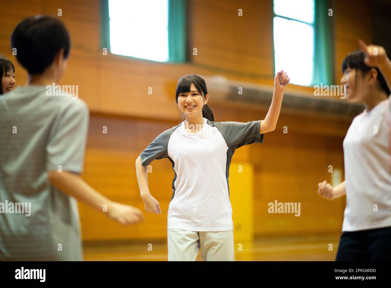 Students practicing dance in the gym Stock Photo - Alamy