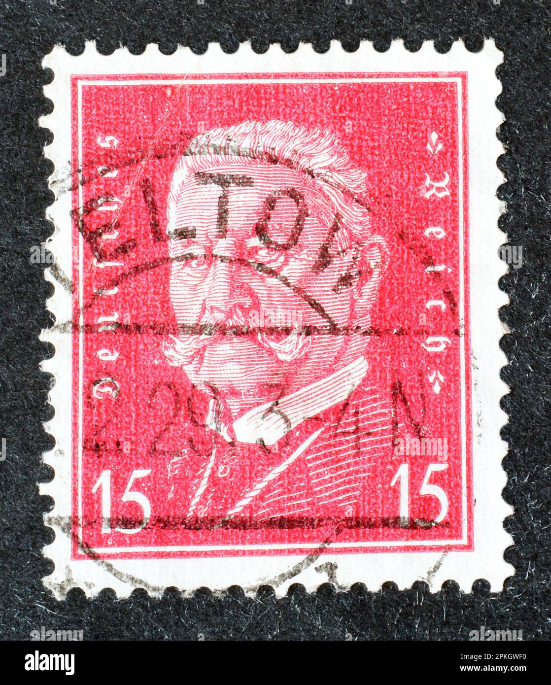 Postage stamp printed by Germany, that shows portrait of German Reich ...