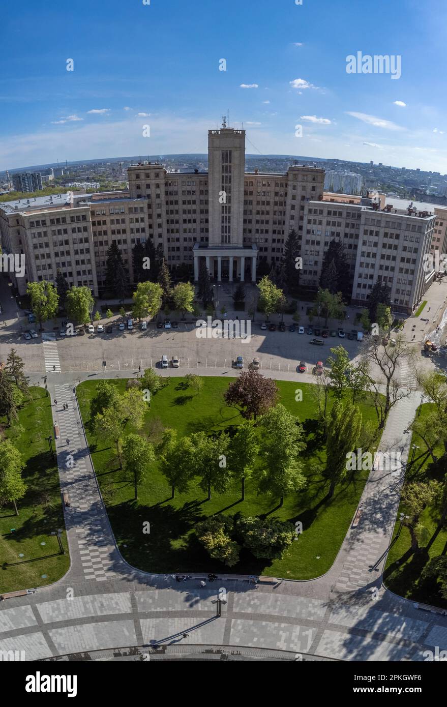Spring aerial fisheye panorama view on Karazin National University ...