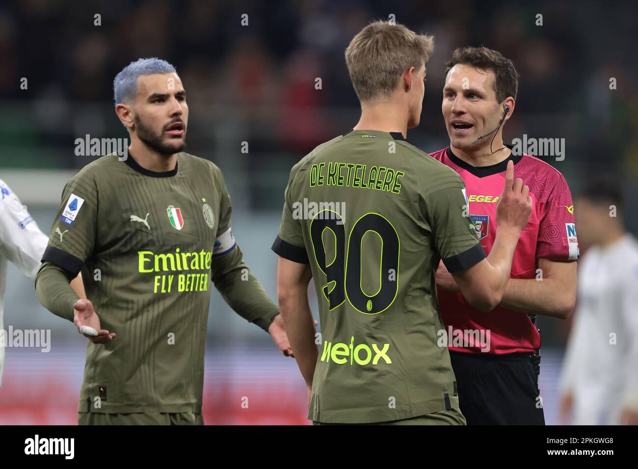 Milan, Italy, 7th April 2023. Theo Hernandez of AC Milan and Charles De ...