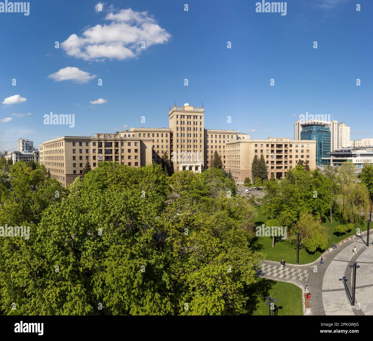 Aerial city view on Karazin National University northern building on ...