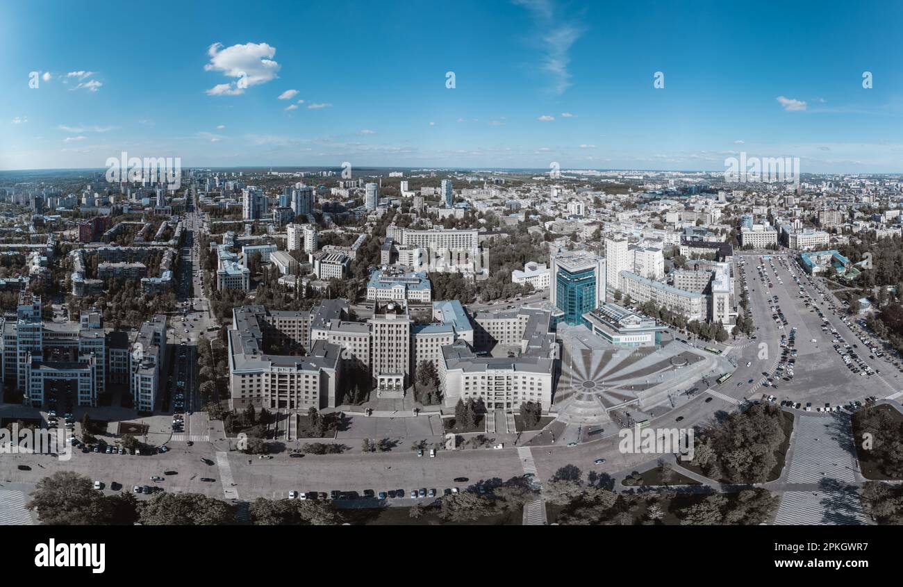 Aerial wide panorama view on Karazin National University northern ...