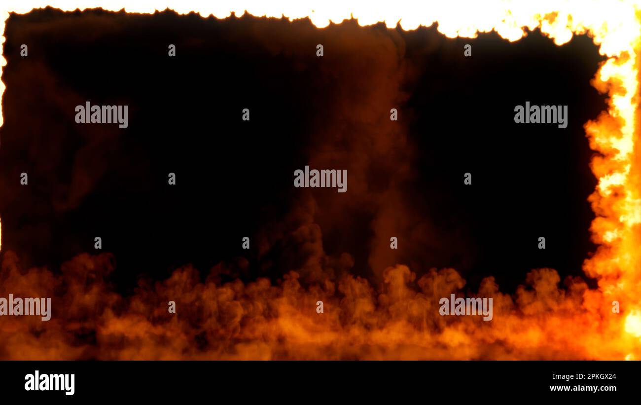 Square content frame of blazing red fire lines, isolated - object 3D ...