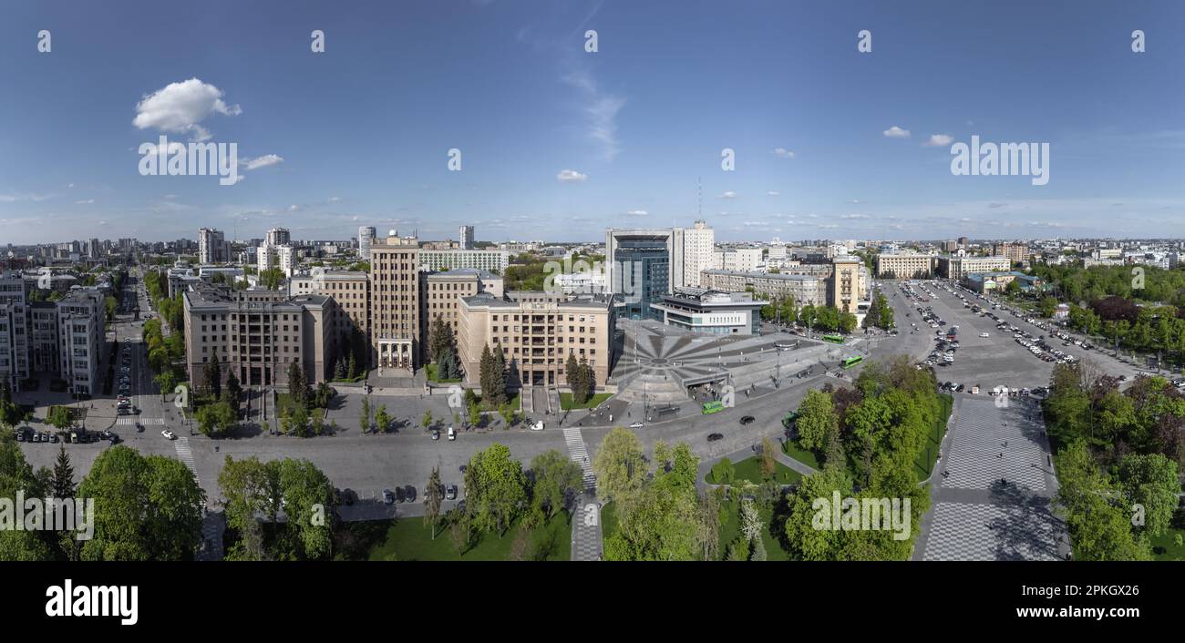 Aerial wide view on Karazin National University northern building on ...