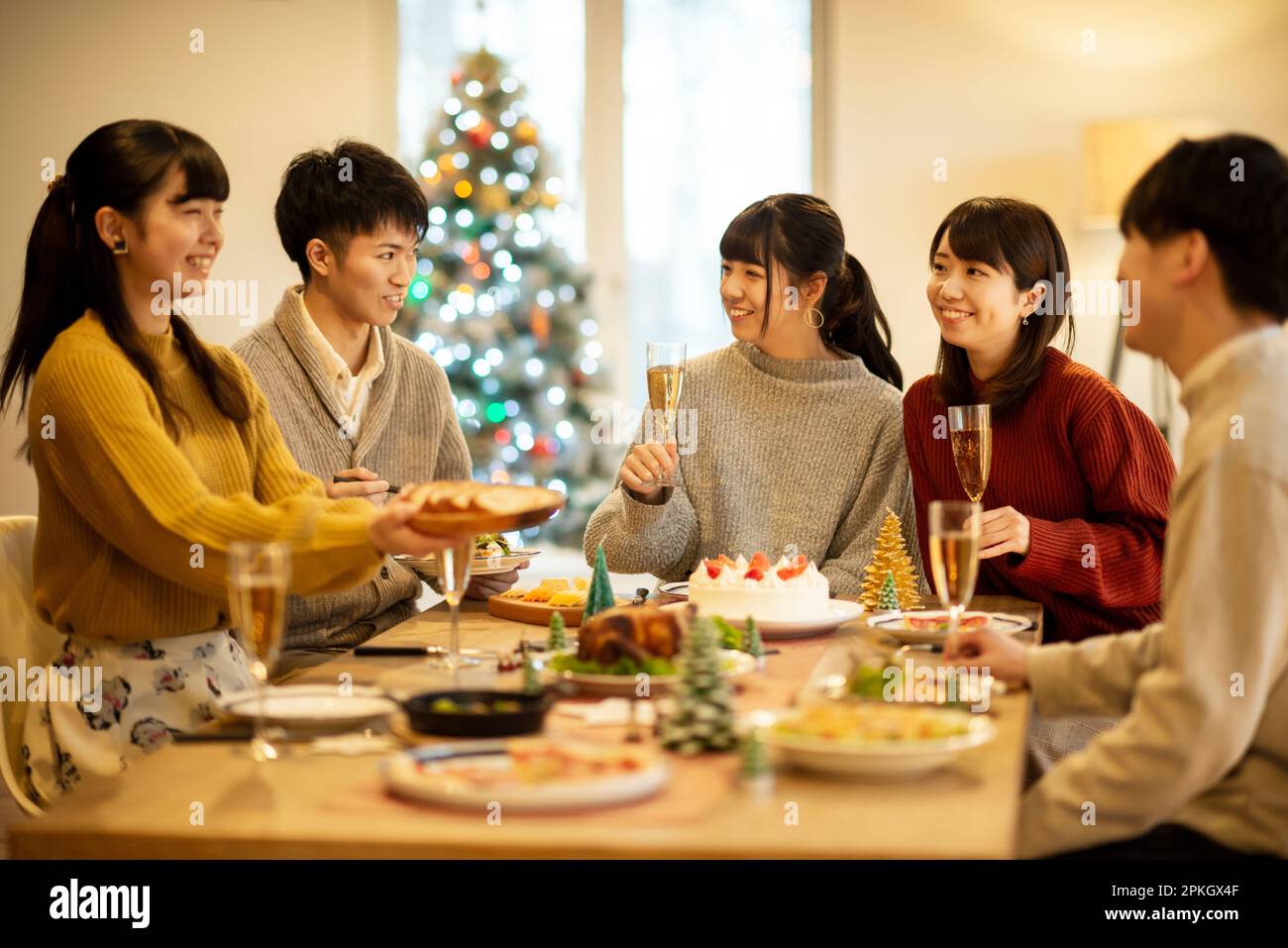 Young people chatting at a Christmas party Stock Photo - Alamy