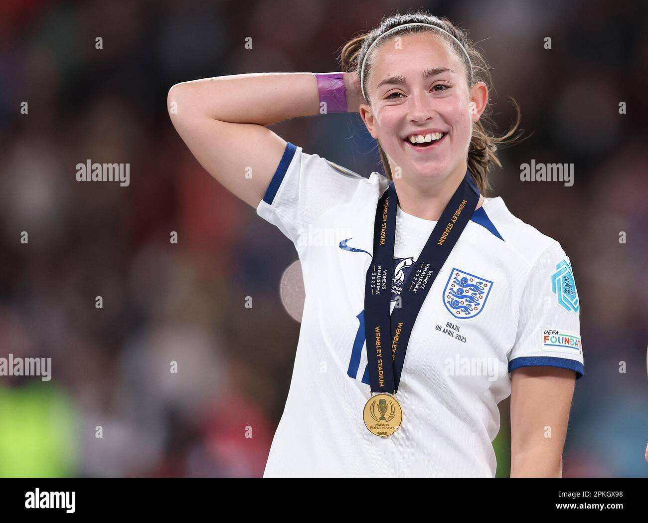 London, UK. 6th Apr, 2023. Maya Le Tissier of England celebreates with ...
