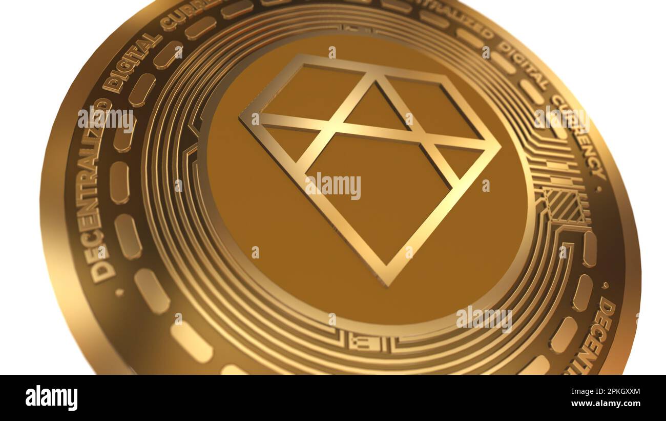 3D Render of Asch Xas Cryptocurrency Sign Isolated on a White ...