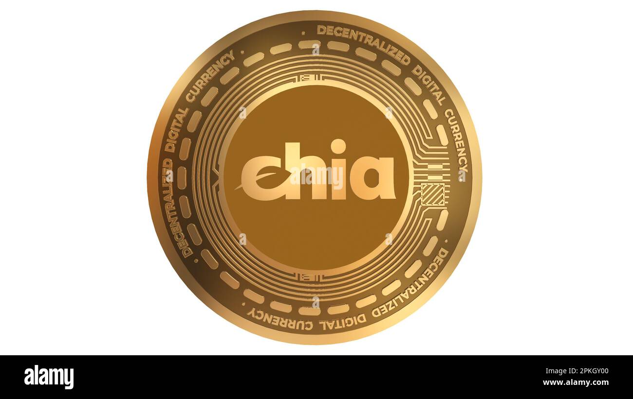 Golden Cryptocurrency of Chia Network Xch Sign Isolated on a White ...