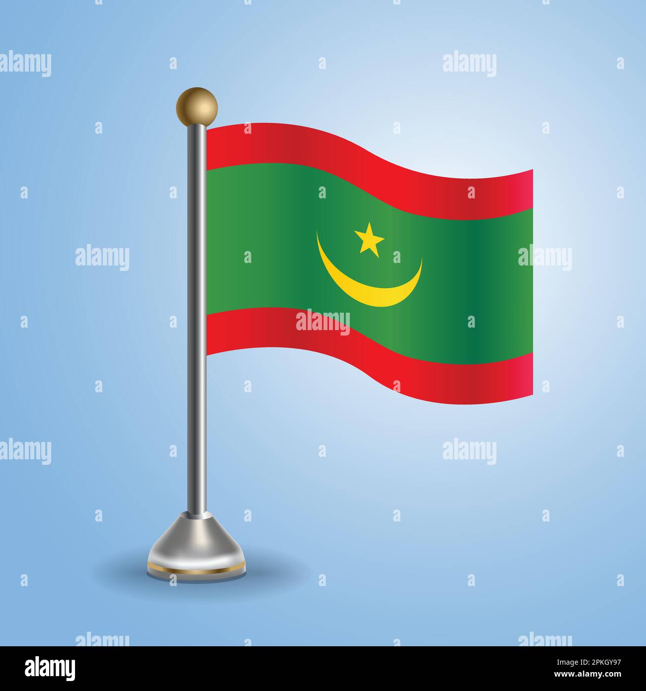 State Table Flag Of Mauritania National Symbol Vector Illustration