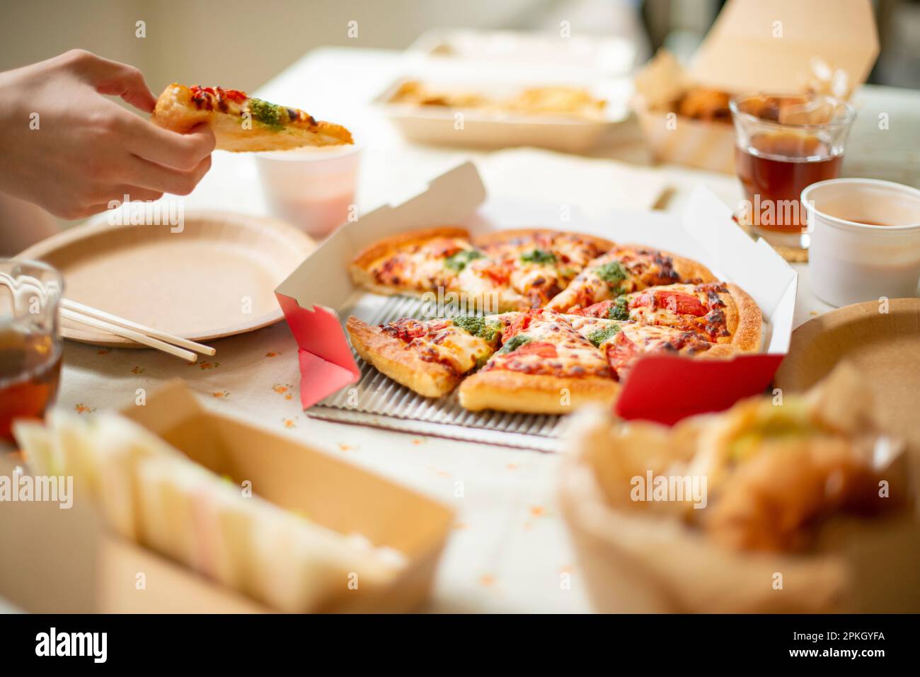 Table with takeout Stock Photo - Alamy